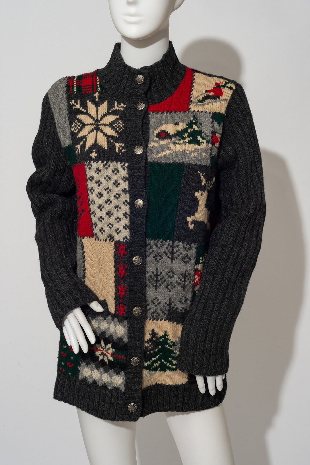 Gorgeous Vintage Patchwork Christmas Sweater by Lauren Ralph Lauren - Etsy