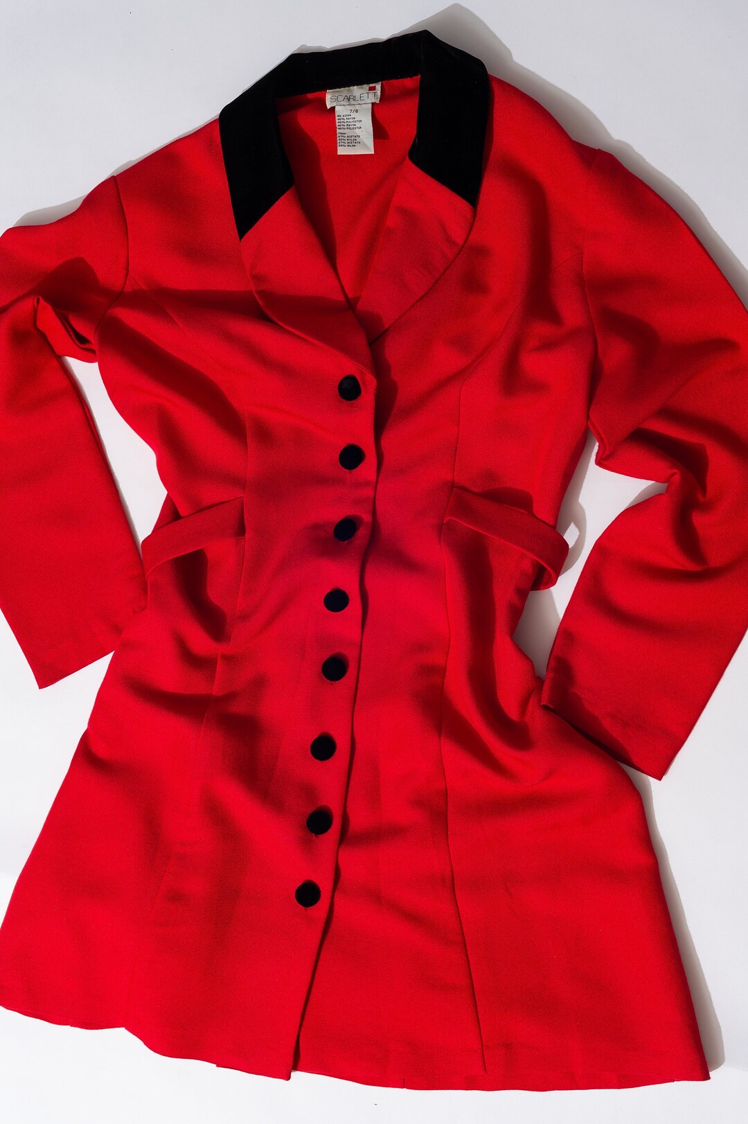 Vintage Scarlett Red Jacket Dress - Etsy