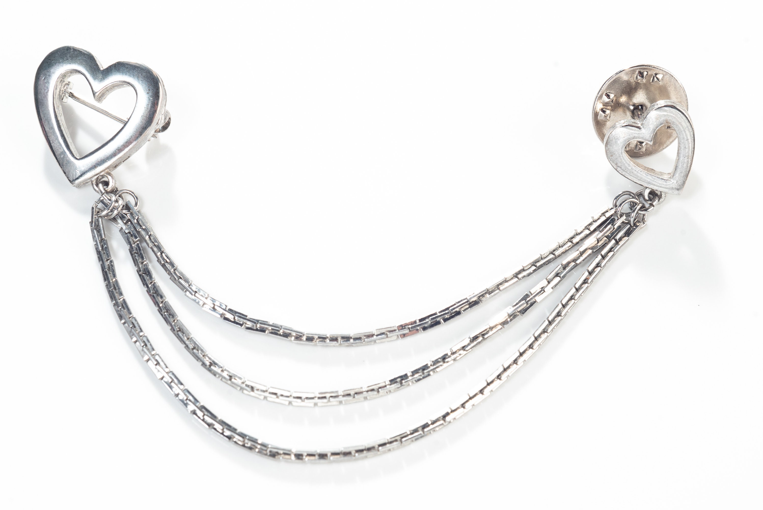 Vintage Silver Double Heart Pin - Etsy