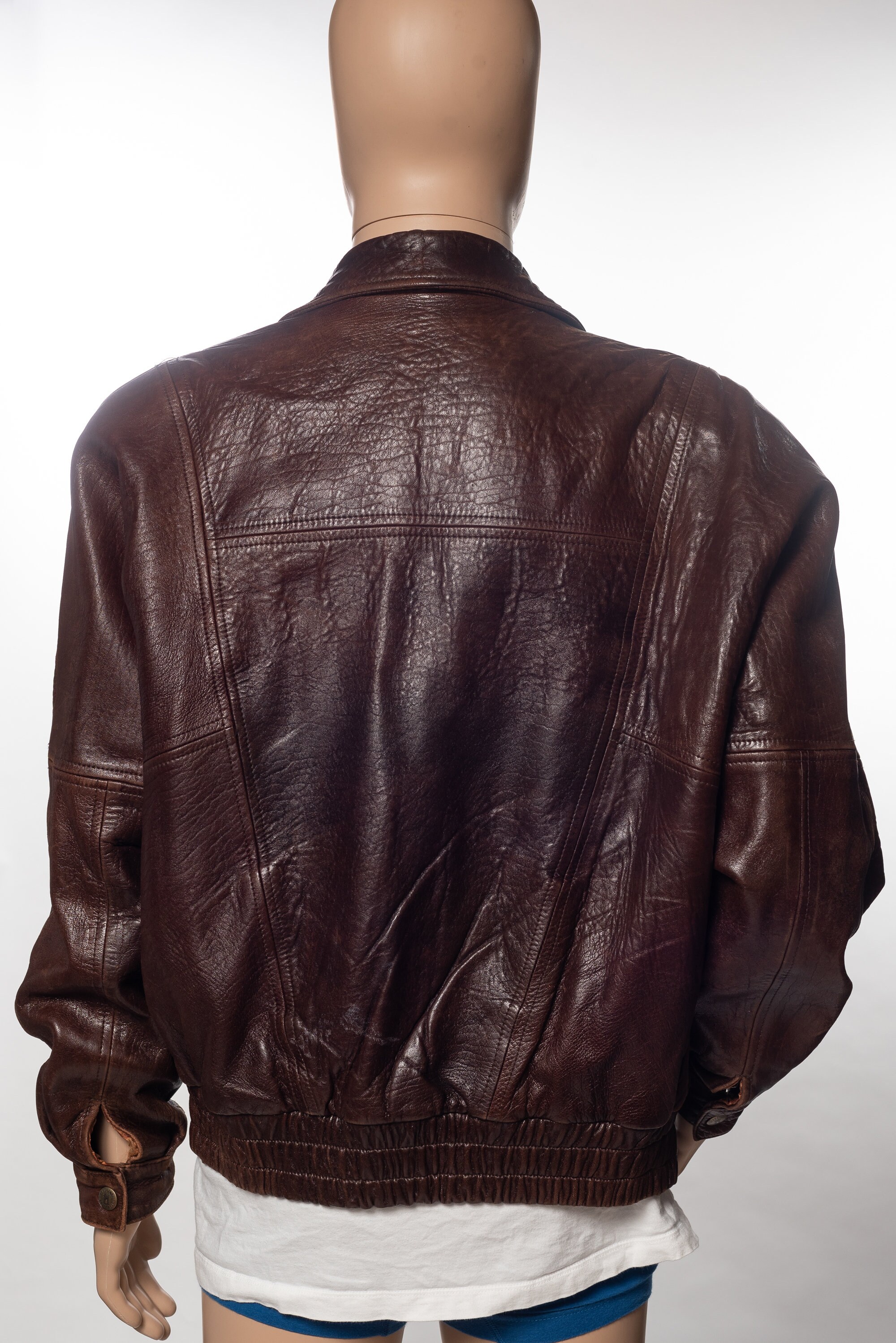 Vintage Structure Leather Bomber Jacket - Etsy