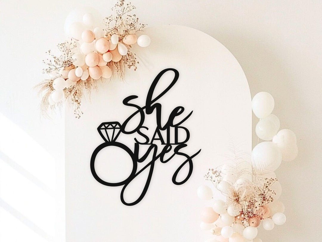 She Said Yes Backdrop Sign for Bridal Shower or Engagement Party, Hedge ...