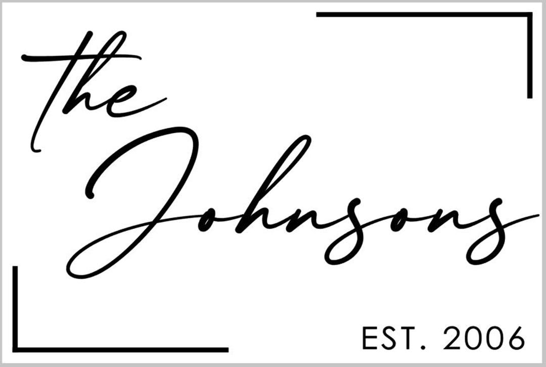 Custom Last Name Sign-the Johnsons W/corner Lines - Etsy