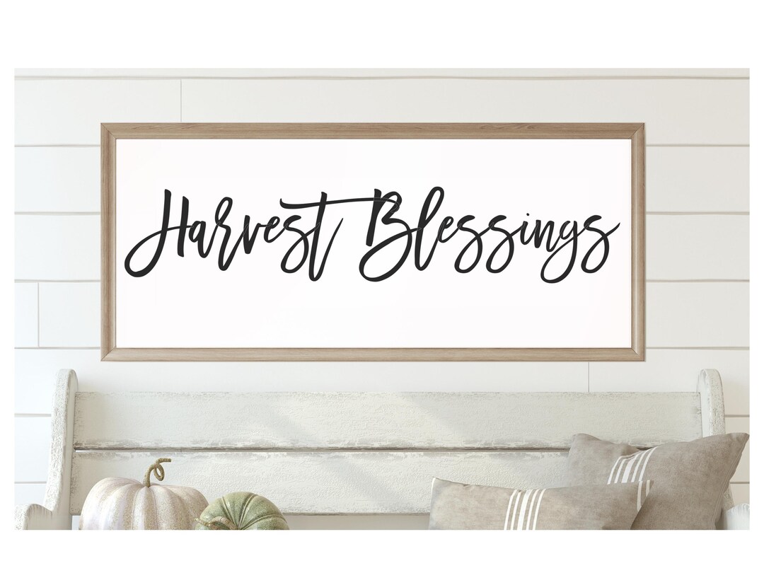 Harvest Blessings Framed Wood Sign, Fall Home Decor, Fall Farmhouse ...