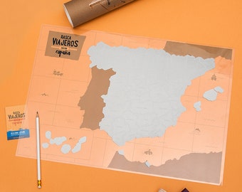 Scratch off Travel Map of Spain / Blue version | Etsy