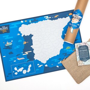 Scratch off Travel Map of Spain / Blue version | Etsy