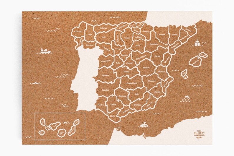 Cork Travel Map of Spain / Available in 6 Different Options - Etsy