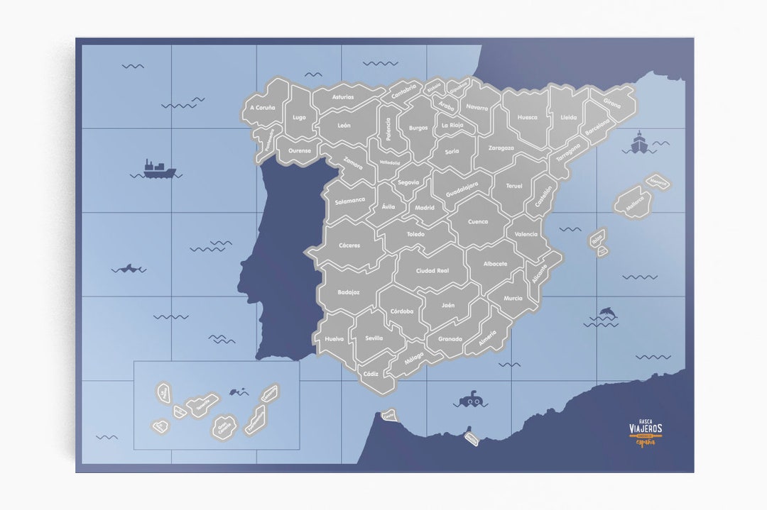 Scratch off Travel Map of Spain / Flags of Spain Version - Etsy