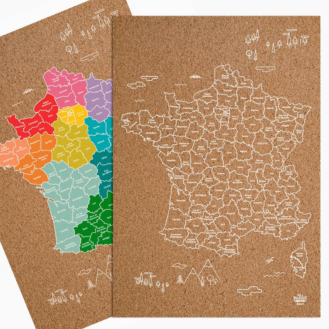 Cork Travel Map of France / Available in 2 Different Options - Etsy