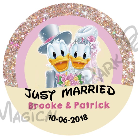 Adorable sweet Donald and Daisy just married disney button | Etsy