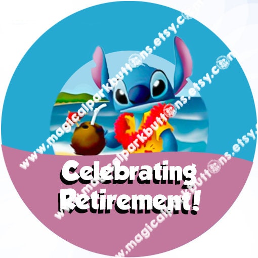 Disney Retirement Buttons-stich Just Retired Buttons-disney - Etsy UK