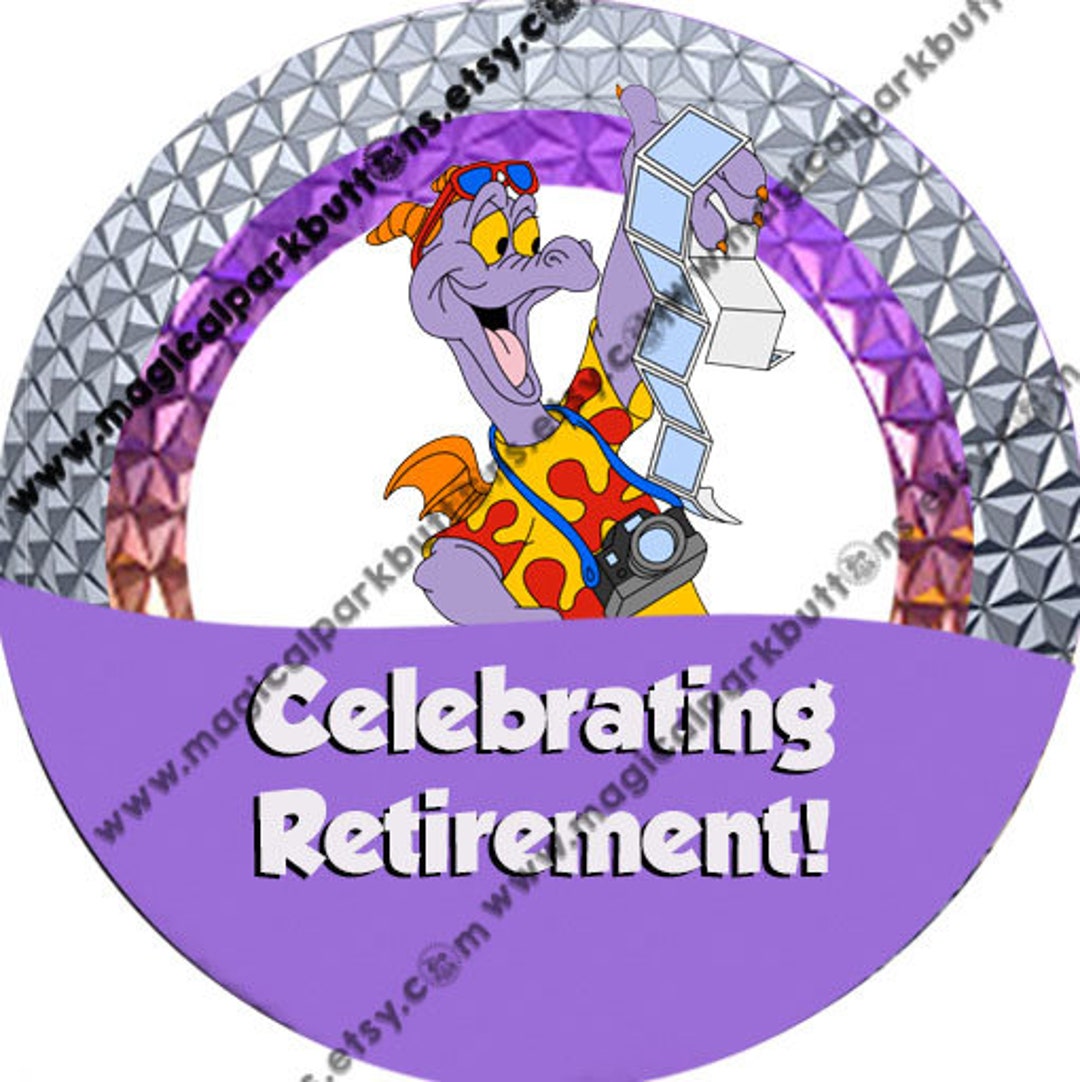 Disney Retirement Buttons , Figment Retirement Pins, Disney Retirement ...