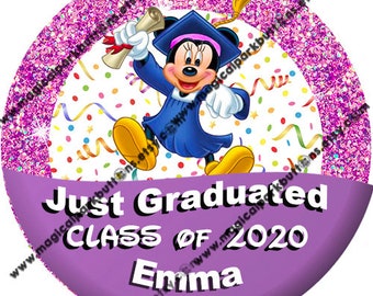 Minnie and Mickey Mouse Just Graduated Celebration Button Graduation ...