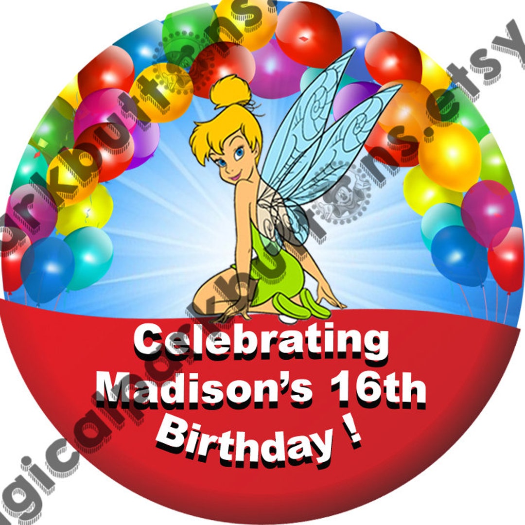 Tinkerbell Disney Buttons, Disney Pins, Disney Birthday Buttons ...
