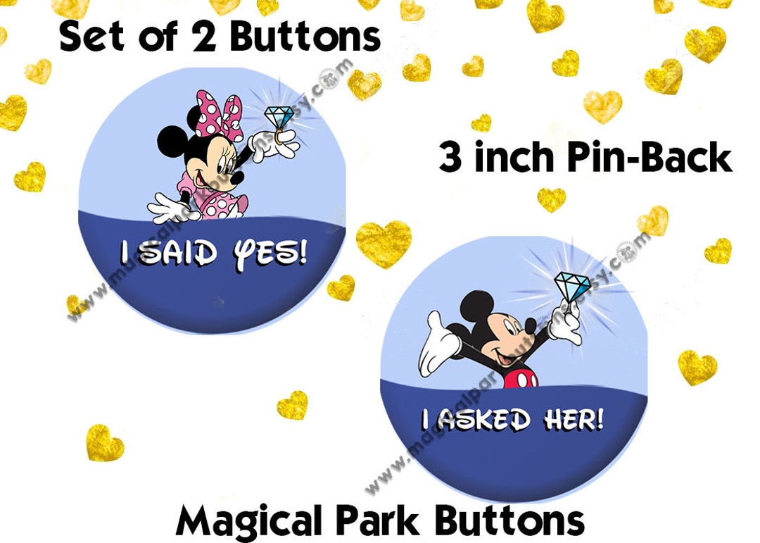 Disney Just Engaged Buttons-disney Engagement Pins-mickey and Minnie ...