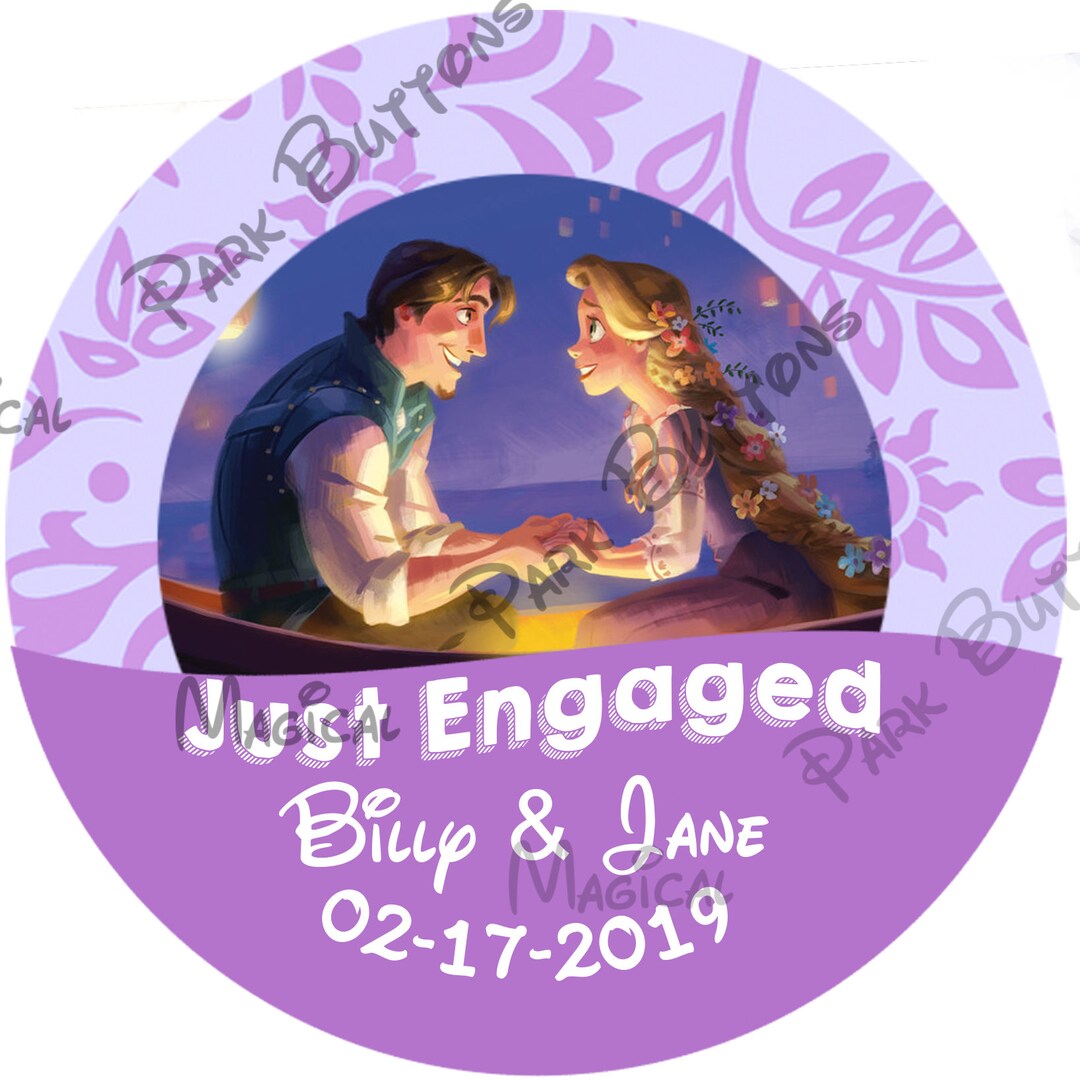 Tangled Just Engaged Buttons Tangled Just Engaged Pins-disney Park ...