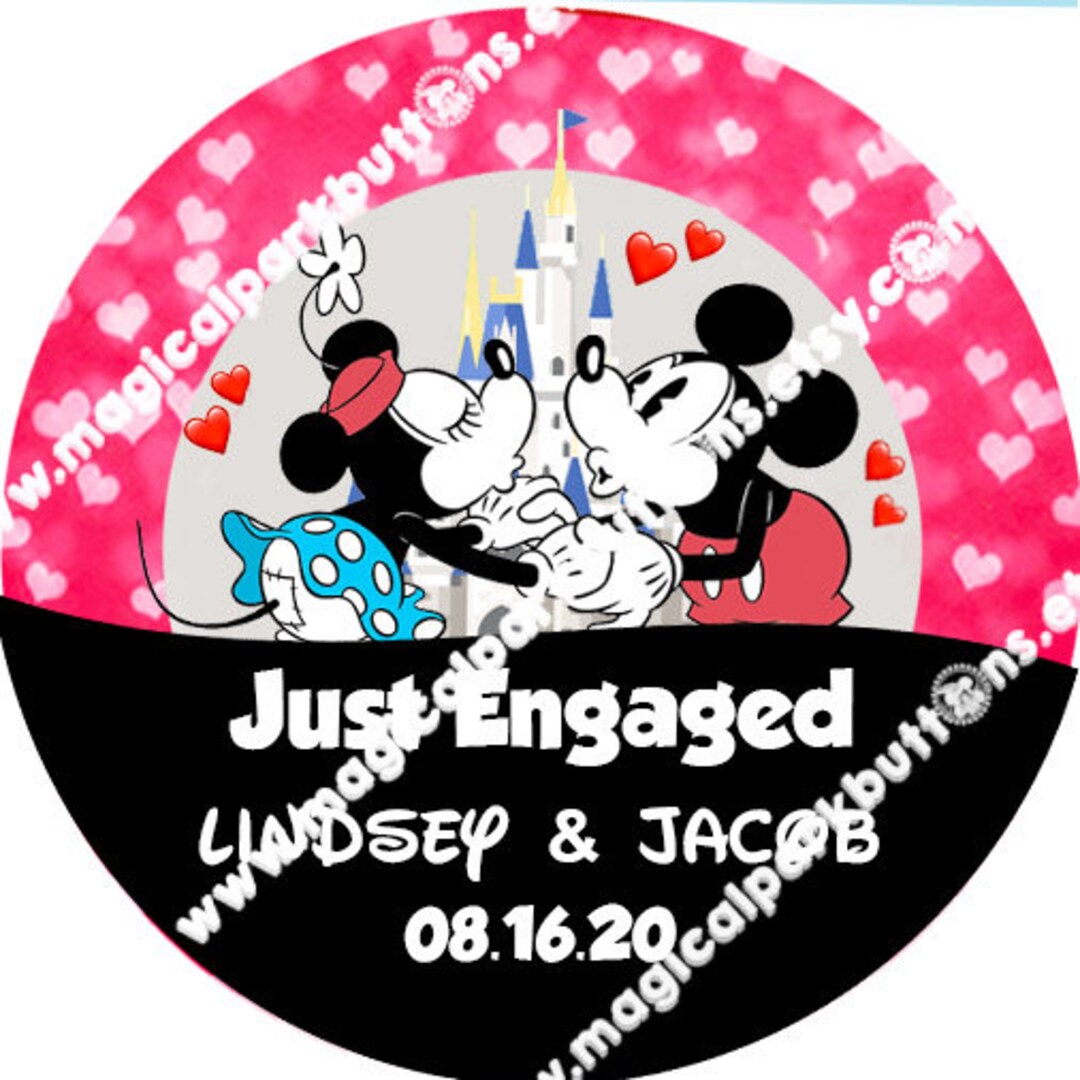 Surprise-just Engaged-mickey and Minnie Just Engaged Disney Buttons ...