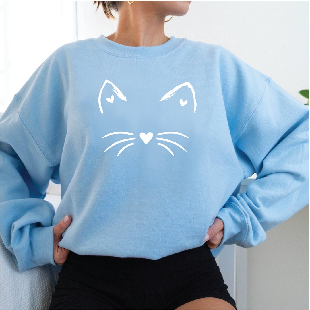 Cat Jumper, Cat Ears Whiskers Heart Sweater, Cat Lover Gift, Cat Mum ...