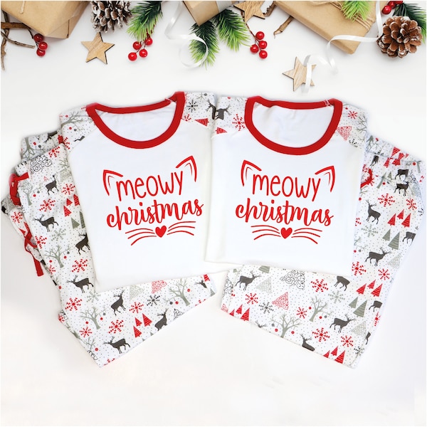 Christmas Cat Pajamas Girls - Etsy