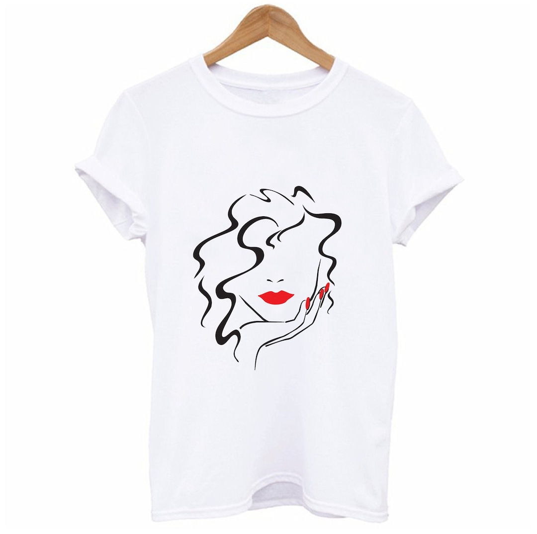 Abstract Women Line Art Face T-shirt, Modern Women Face Sketch Graphic ...