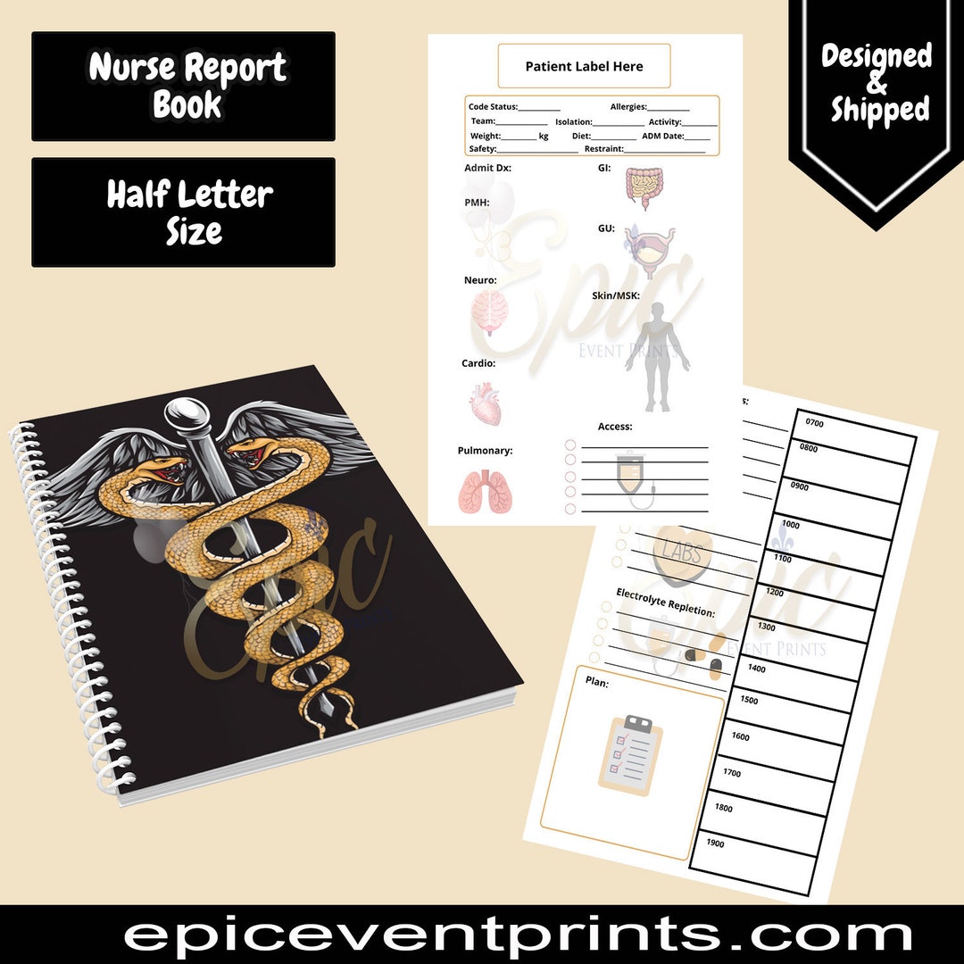 Nurse Report Notebook Nurse Brain Notebook Nurse Report Notebook Half ...