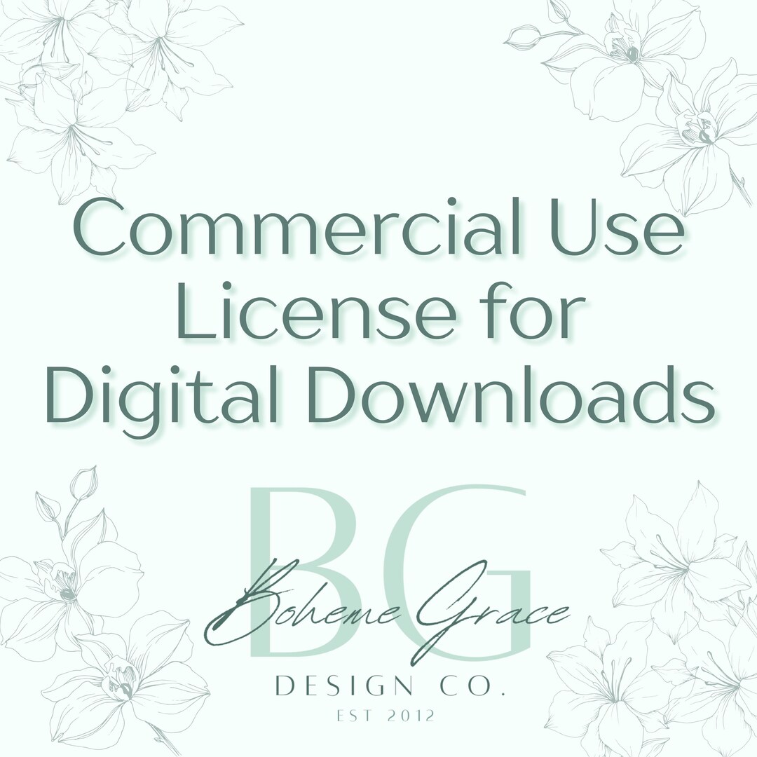 Standard Commercial Use License for ONE Boheme Grace Design Co Digital ...