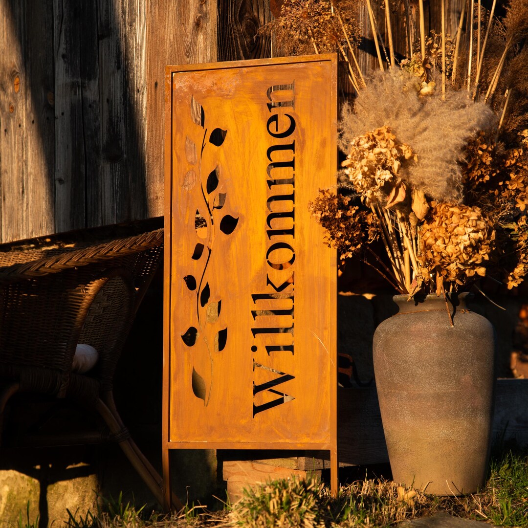 Rustic Metal Welcome Sign - Eco-friendly Natural Rust Finish, Handmade ...