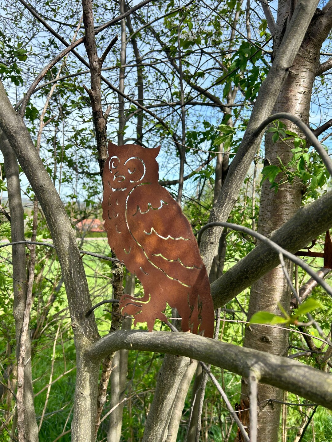 Metal Owl Garden Stake, Metal Owl Garden Art, Rusty Garden Sign, Metal ...