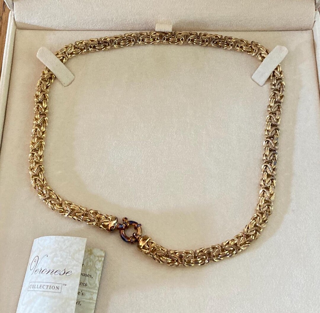 Vtg Veronese Byzantine 18k Gold Vermeil Over Sterling Silver Necklace W ...