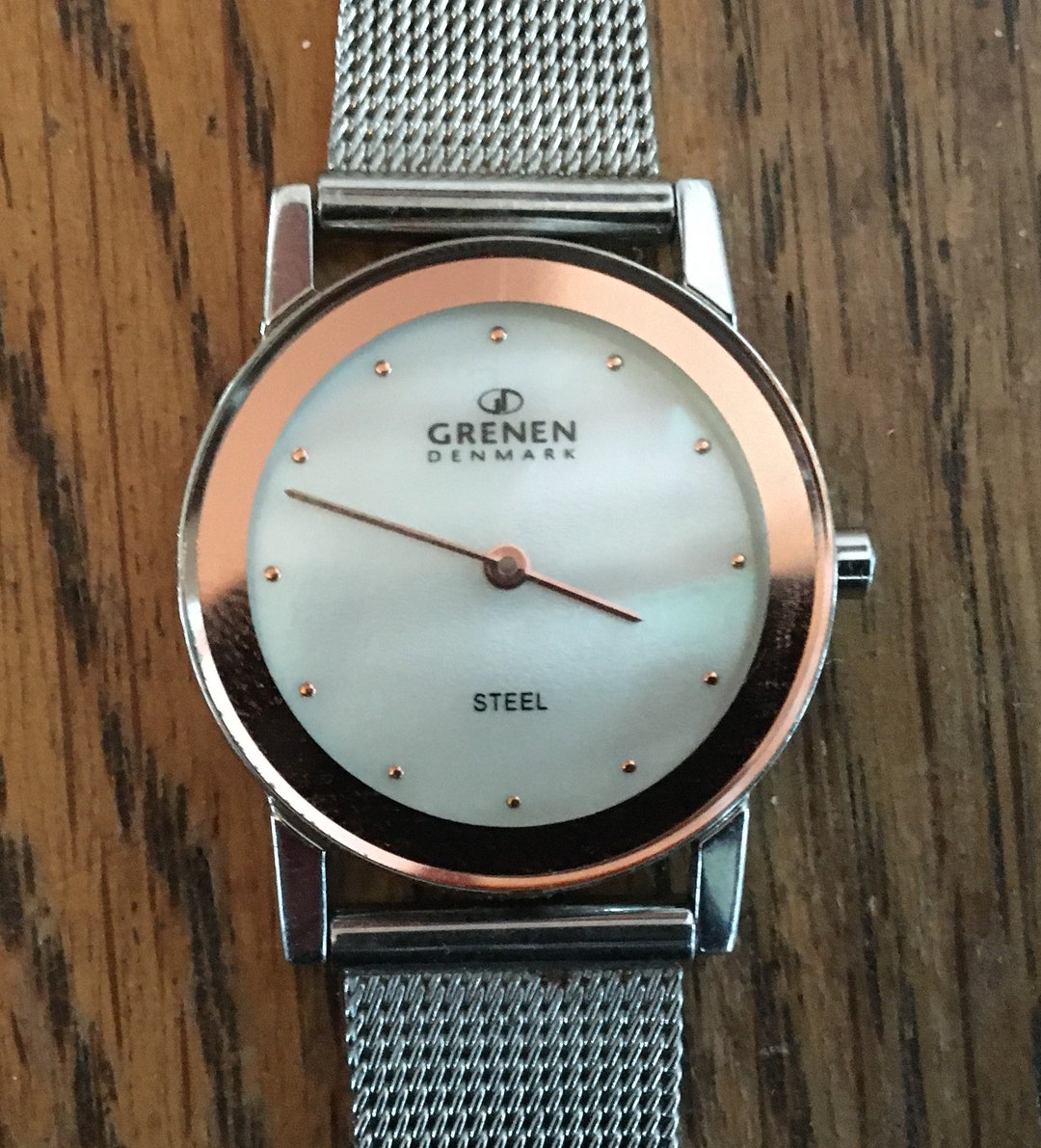 Grenen Denmark Women's Watch Silver Tone Mesh Pink Glass NEW BATTERY - Etsy