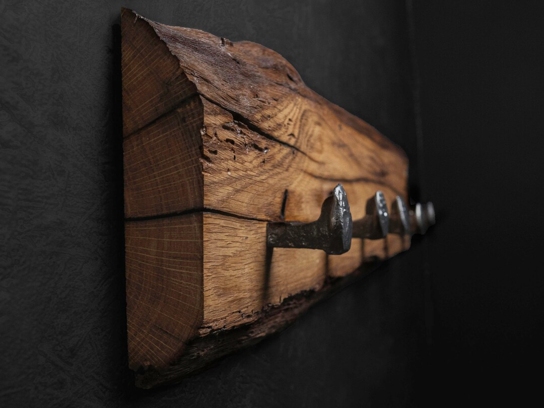 Railway Spike Coat Rack, Hallway Hooks, Entryway Organizer, Rustic Wood ...