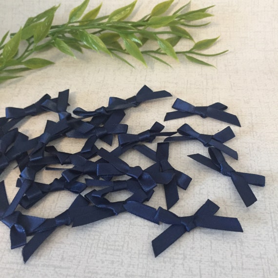 Navy Blue Satin Bows X 20 Pack of Blue Ribbon Bows | Etsy