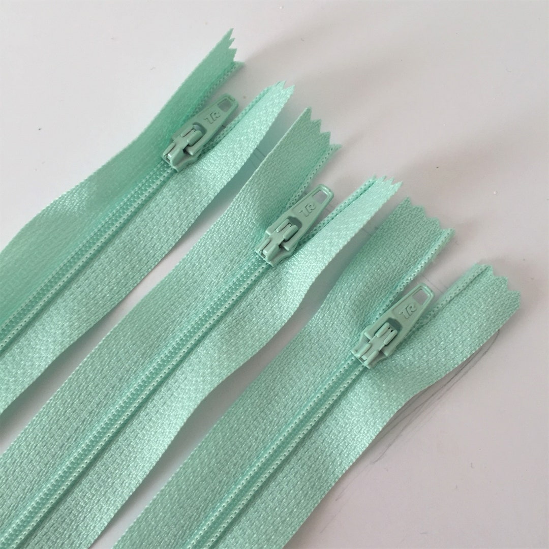 Mint Green Zips (pack 0f 3) - Nylon Closed End Green Zippers ...