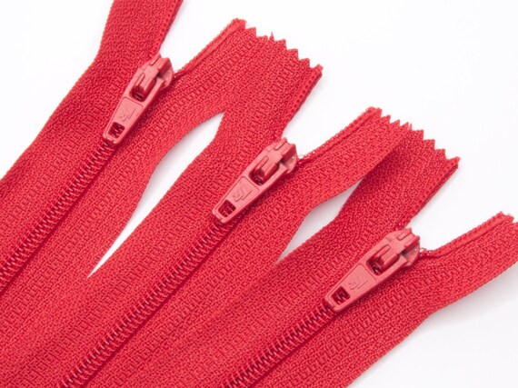 Red Zips pack 0f 3 Nylon Closed End Cherry Red Zippers | Etsy UK