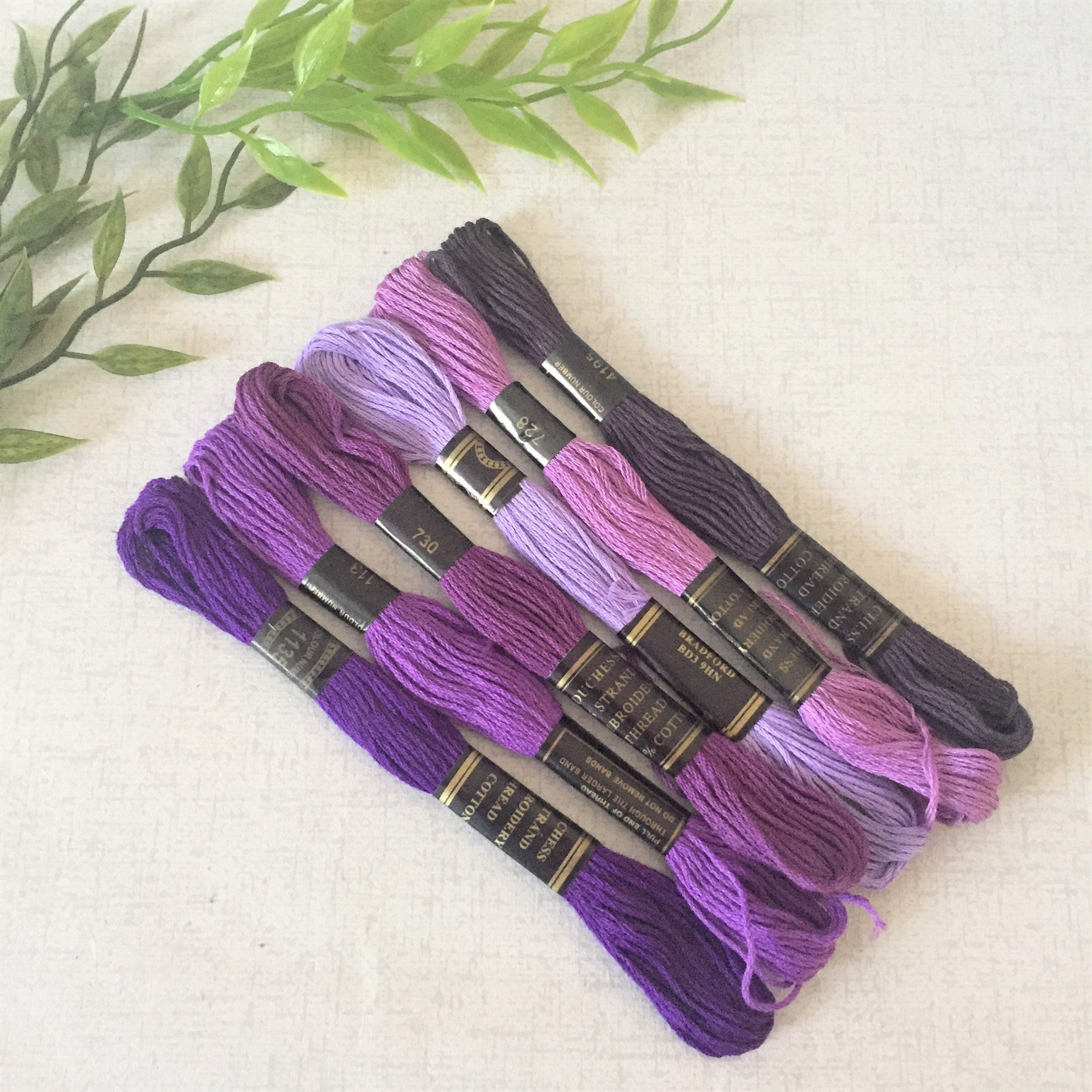 Purple Embroidery Threads, Pack of 6, Cotton Thread, Embroidery Floss ...