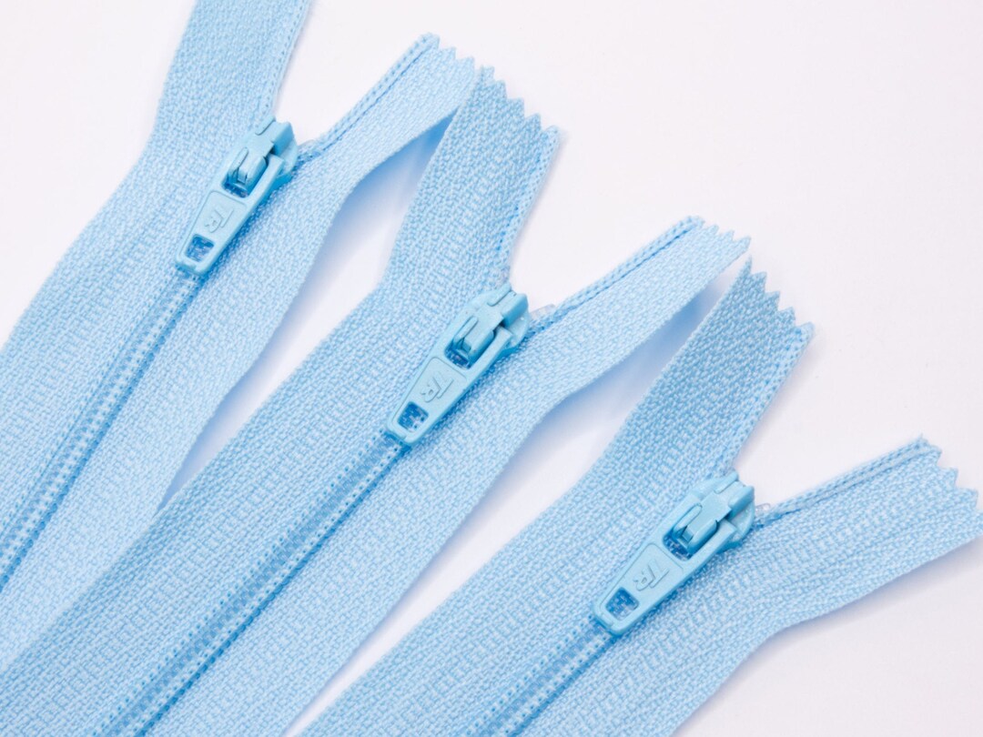 Light Blue Zips (pack 0f 3) - Nylon Closed End Light Blue Zippers ...
