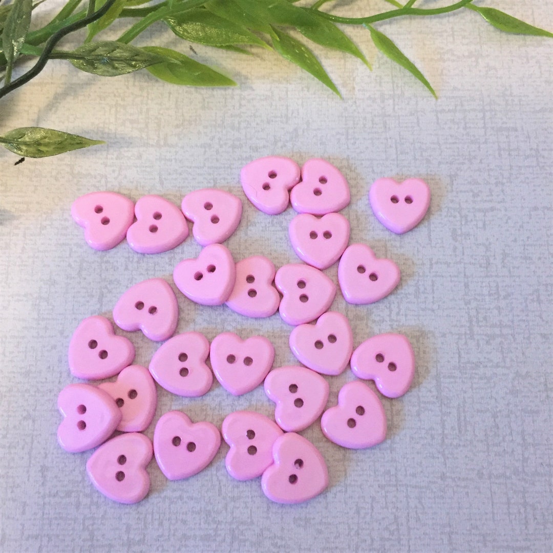 Pink Heart Buttons, Pack of 25, 13mm Small Pink Heart Buttons - Etsy UK