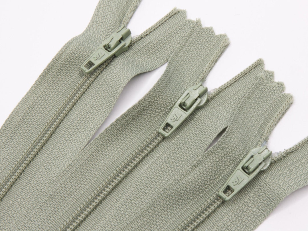 Sage Green Zips (pack of 3) - Nylon Closed End Sage Green Zippers ...