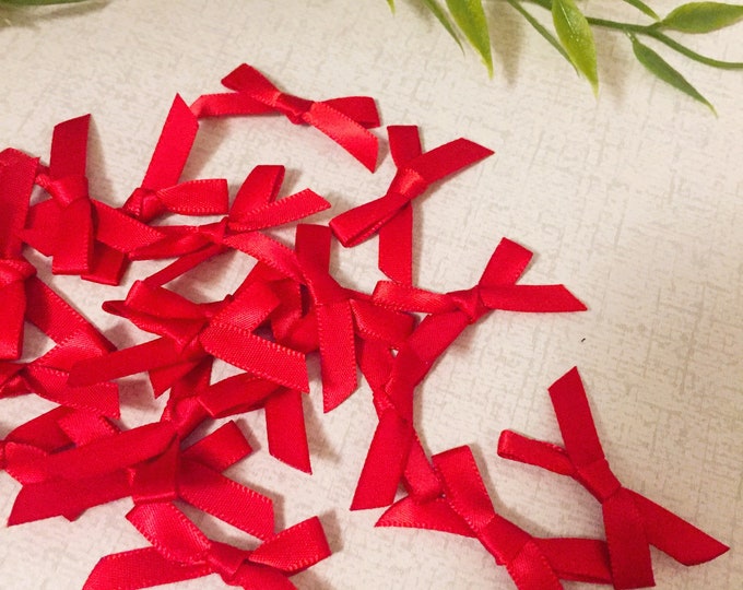 Red Satin Bows X 20, Pack of Red Ribbon Bows - Etsy UK