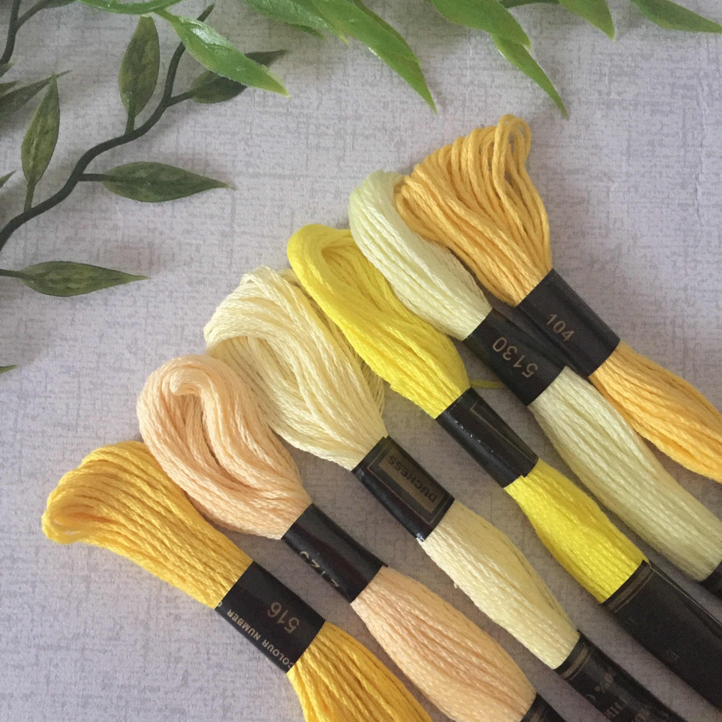 Pack of 6 Yellow Embroidery Threads, Mixed Colours, Cotton Thread ...