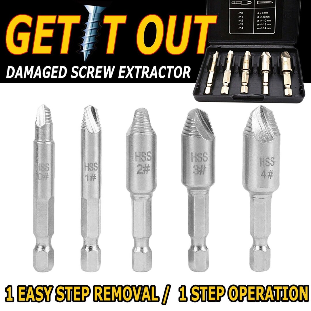 5pcs Damaged Screw Extractor Remove Set Screws Bolt Extract Drill Bit ...
