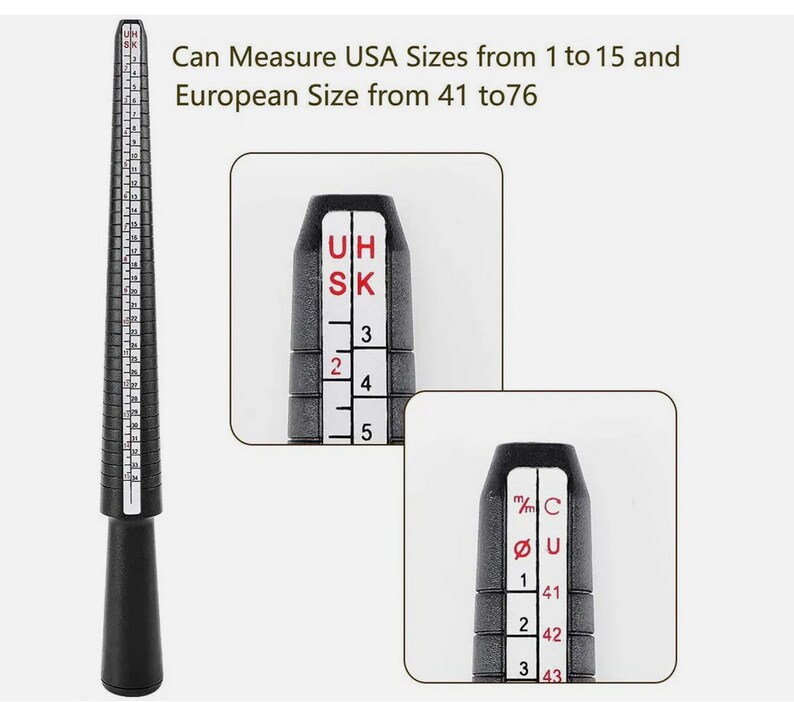 Ring Sizer Guage Mandrel Finger Sizing Measure Stick Jewelry Tool USA ...