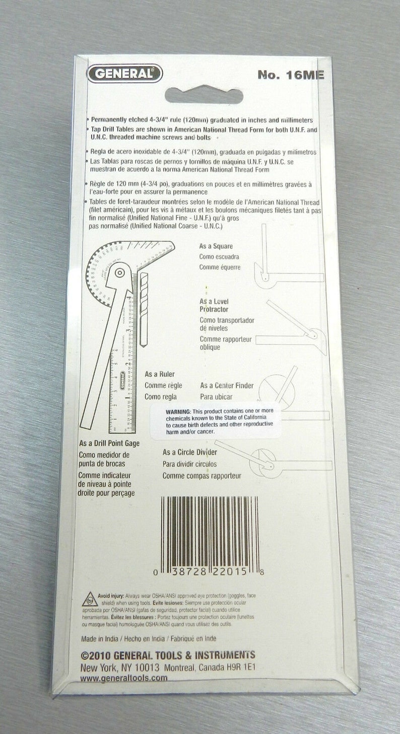 Gauge Multi Use Rule and Gage General Tool 16me Measure Angles Center ...