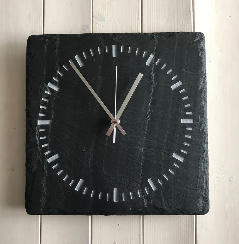 HANDMADE Welsh Grey Slate 30cm Engraved Dial Clock - Etsy UK