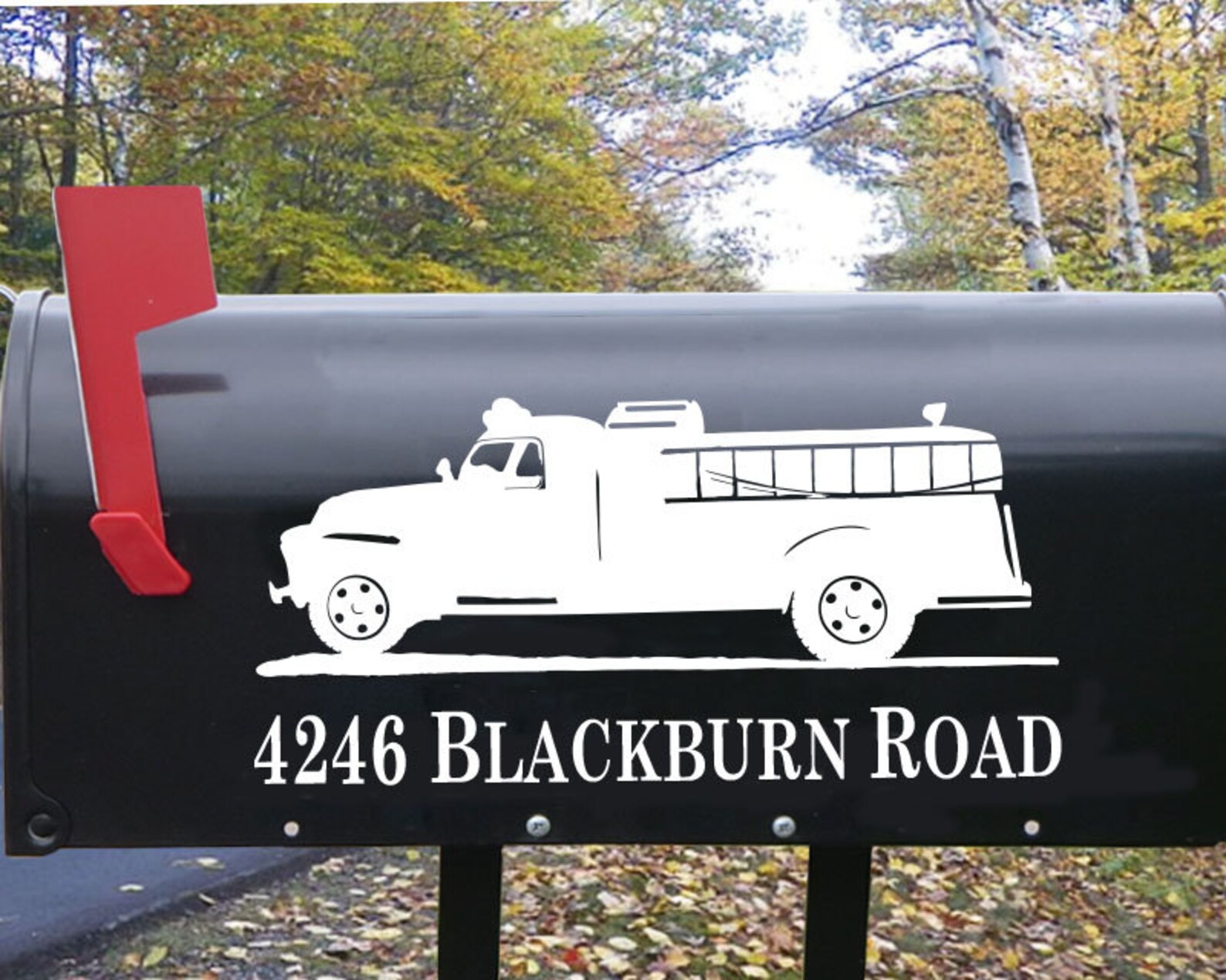 Mailbox Decals, Mailbox Address Decals, Fire Truck Mailbox Decal ...