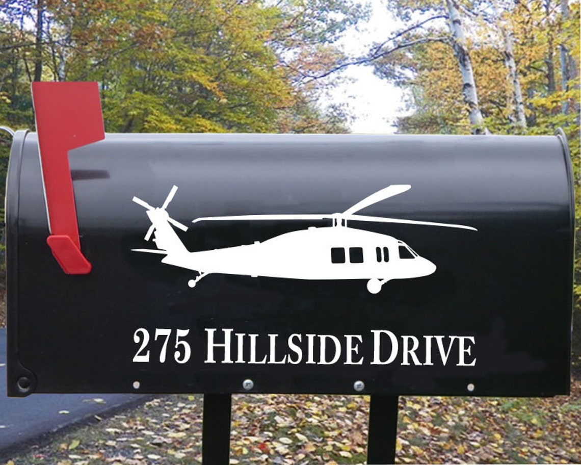 Black Hawk Helicopter Mailbox Decal, Mailbox Stickers, UH-60 Black Hawk ...