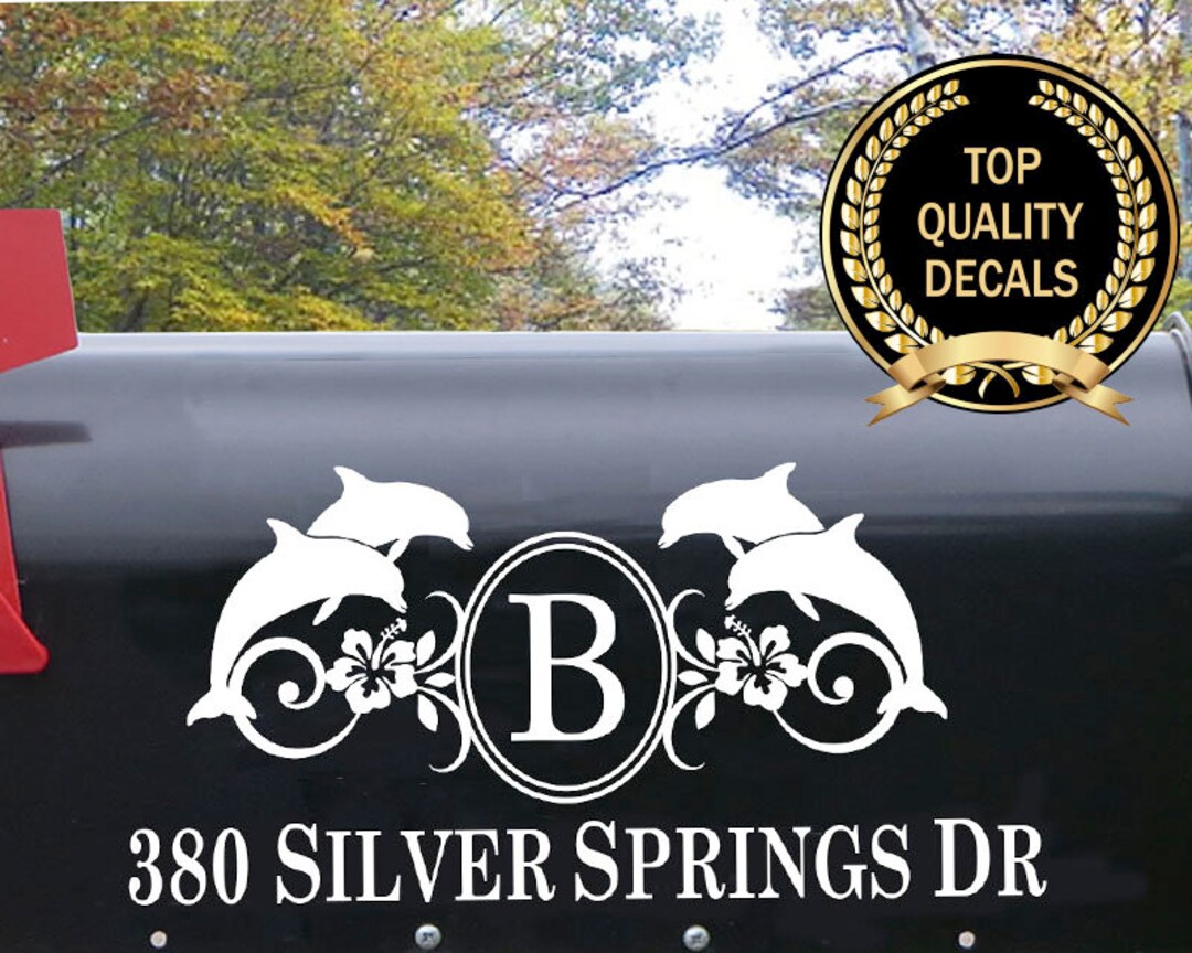 Dolphin Mailbox Decal - Mailbox Dolphin Decals - Monogram Decals ...