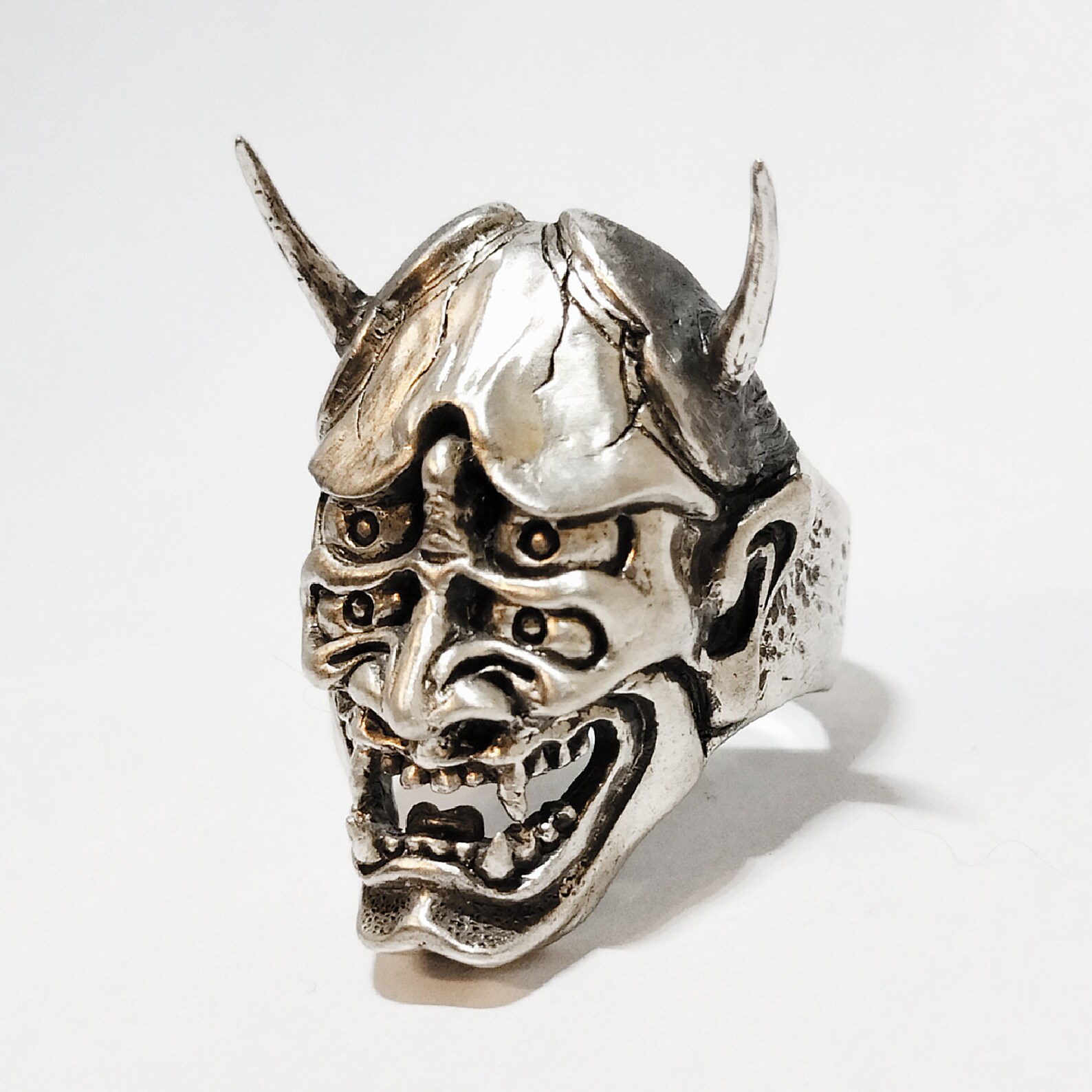 Two Face Hannya - Ring - Silver 925 matte Finish - Etsy