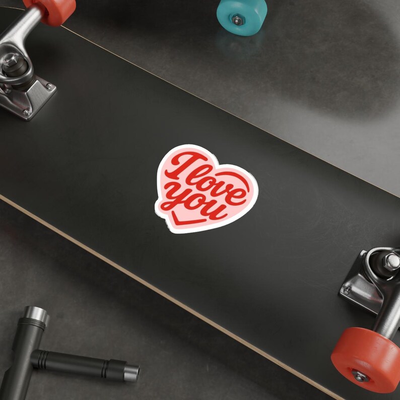I Love You Heart Die Cut Sticker - Romantic Red Vinyl Decal for Laptop ...