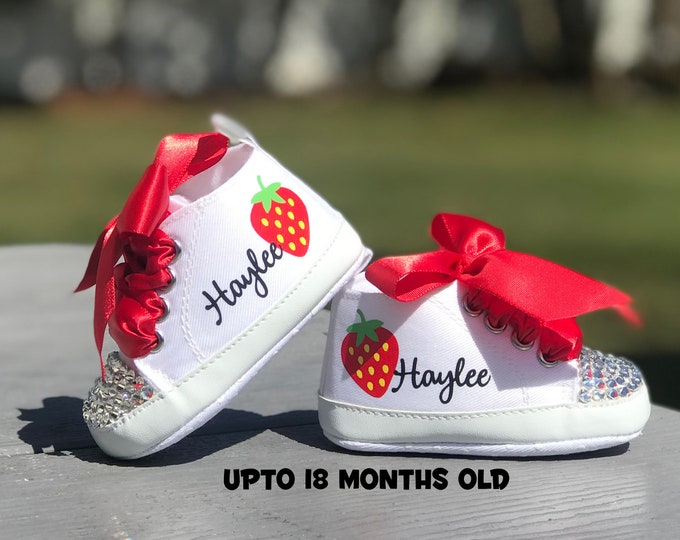 Strawberry First Birthday Shoes Berry Baby Shoes Red or Pink - Etsy