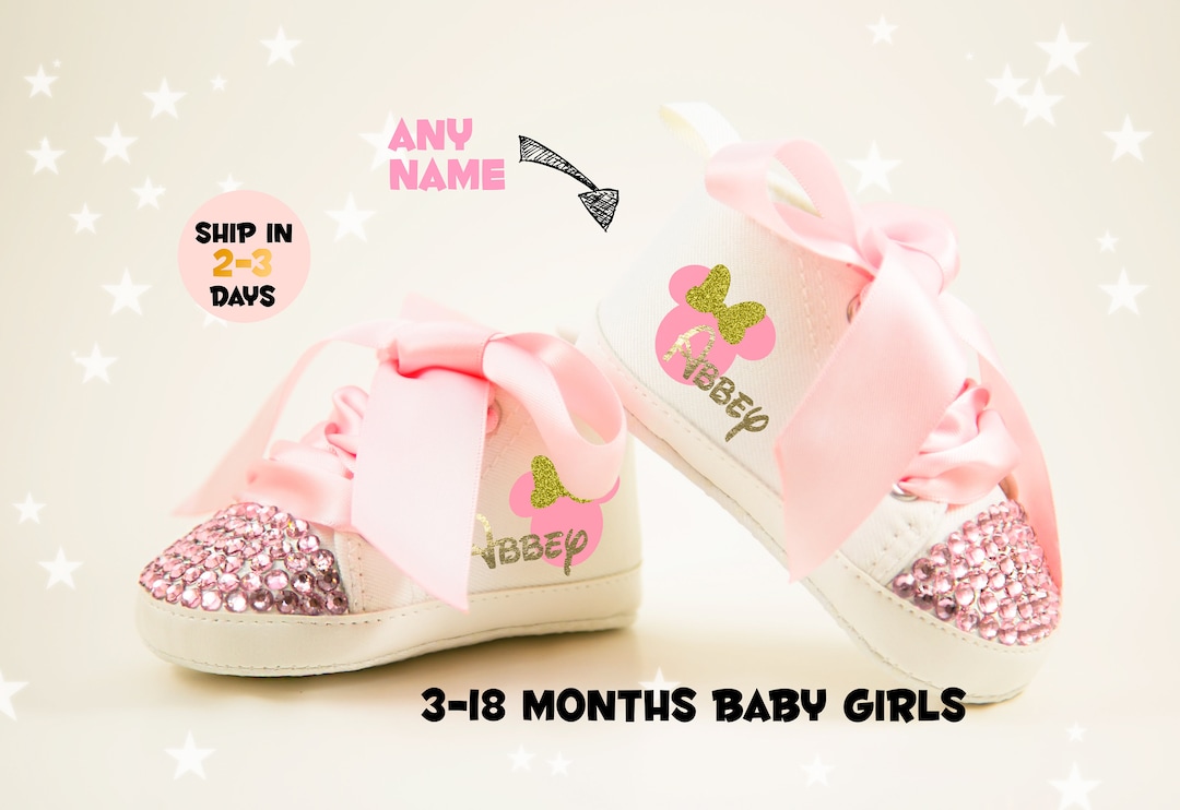 Minnie Mouse Baby Shoes - BABY GIRL SHOES - Personalized Baby Girl Gift ...
